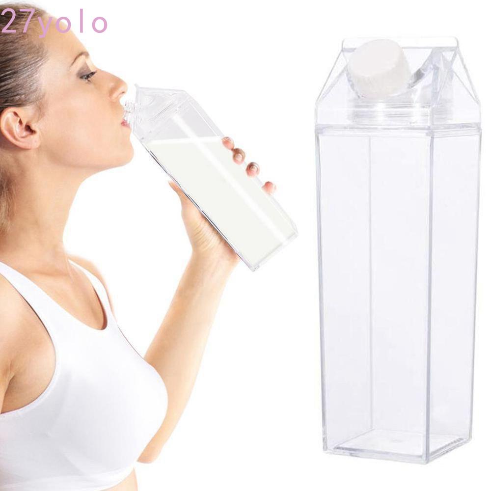 YOLO Milk Carton 500ml/1000ml Plastic Clear Container with Brush for ...