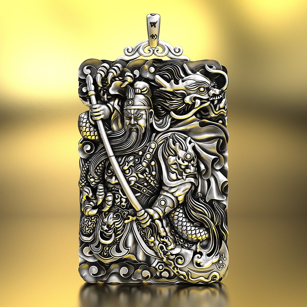Vintage Wu Cai Shen Guan Er Ye Da Guan Gong Pendant Auspicious Amulet ...