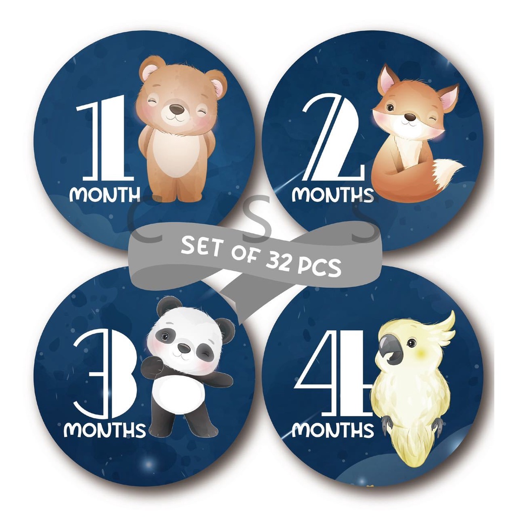 CSS 32Pcs/Set Baby Growth Month Sticker Baby Milestone BABY MONTHLY ...