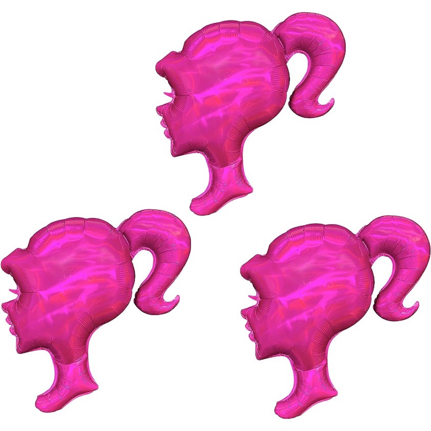 Pink Barbie Head Balloons 28 INCH Hot Pink Doll Balloons Pink Princess ...