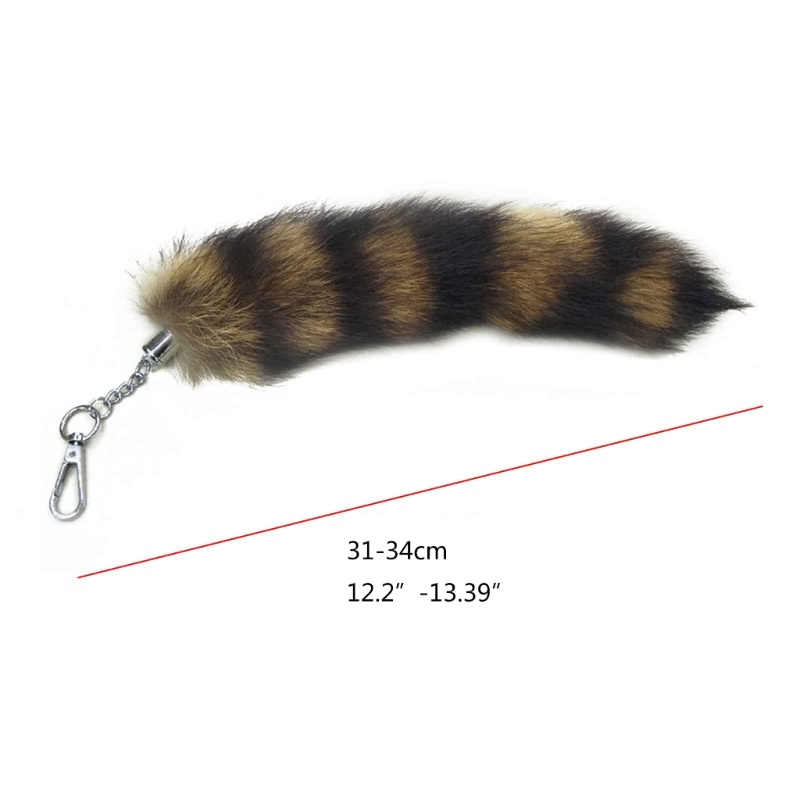 XY Plush-Fox Tail Keychain Furry Racoon Tail Keyring Keychain 28cm ...