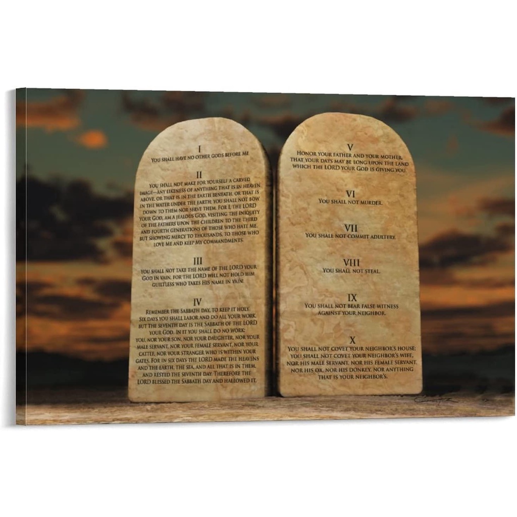 Ten Commandments Wall Decor Catholic Church Inspirational Poster Canvas ...