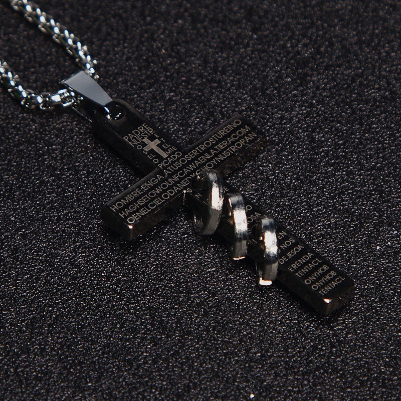 Men's pendant flame titanium steel domineering necklace trendy cross ...