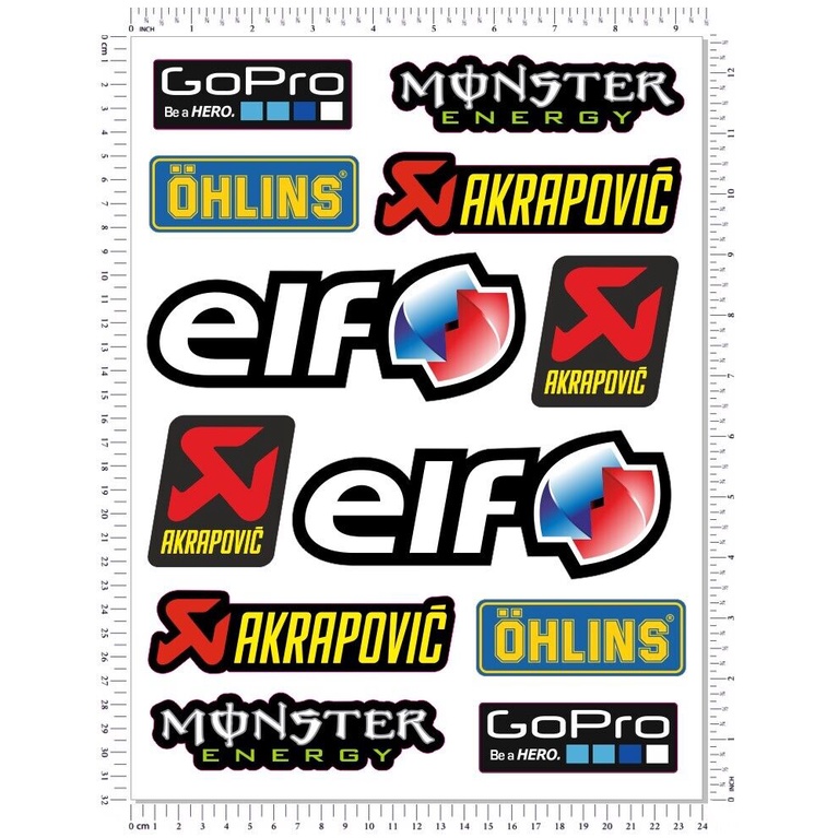MOTO SPONSOR Racing Motorcycle Stikers Set Laminated Decals Helmet ...