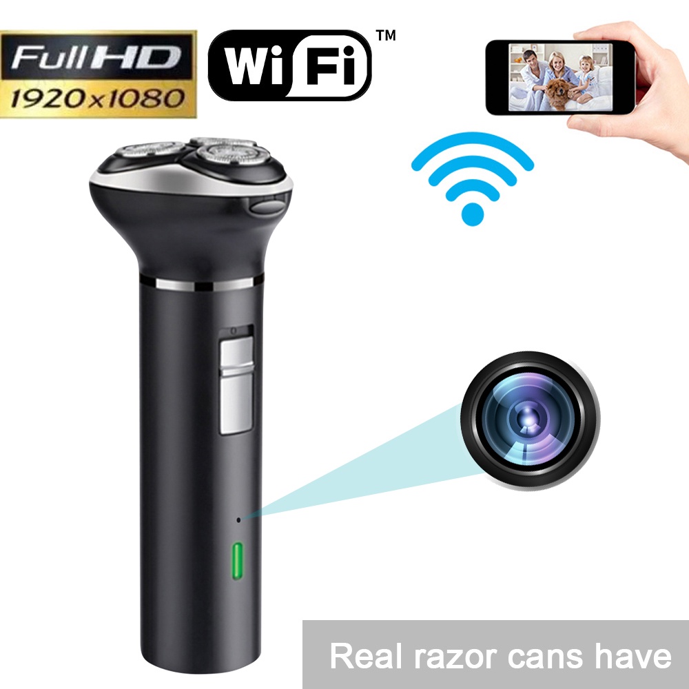 Electric Shaver WiFi Security Camera with Audio Video Mini Camcorder ...