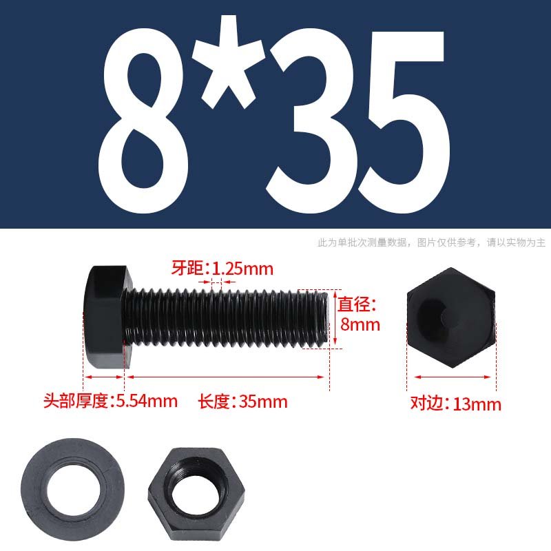 [XNY] M6/m8/m10/m12 Black Nylon External Hexagon Screw Nut Large Full ...