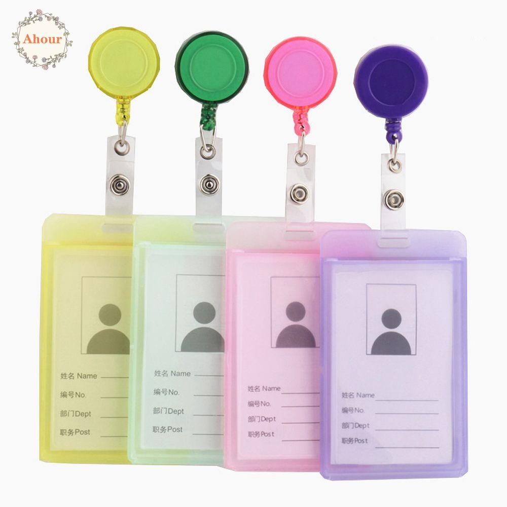 AHOUR Transparent Card Cover Retractable Waterproof With Chain Work ID ...