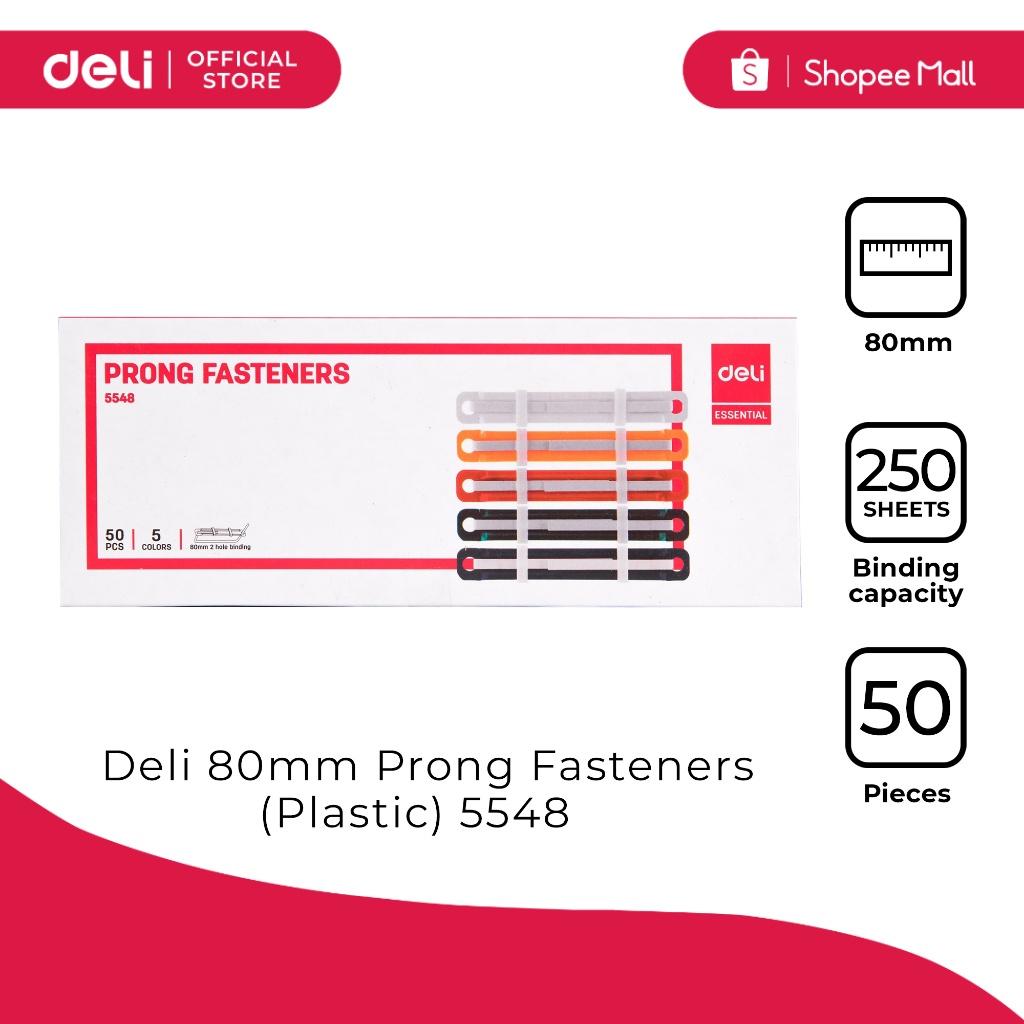 Deli 5548 80mm Prong Fasteners (Plastic) [795548] | Shopee Philippines