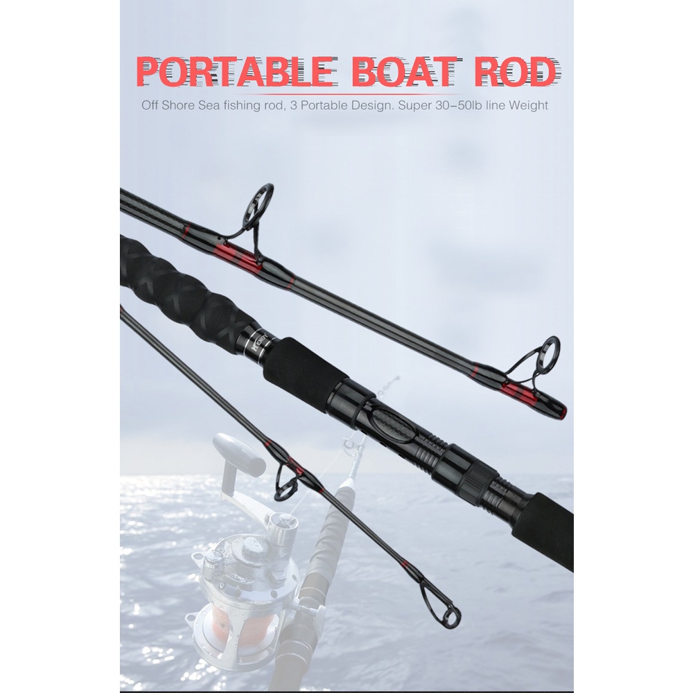 3-Section Portable Travel Sea Fishing Rod 1.8/2.1/2.4M Carbon Fiber ...