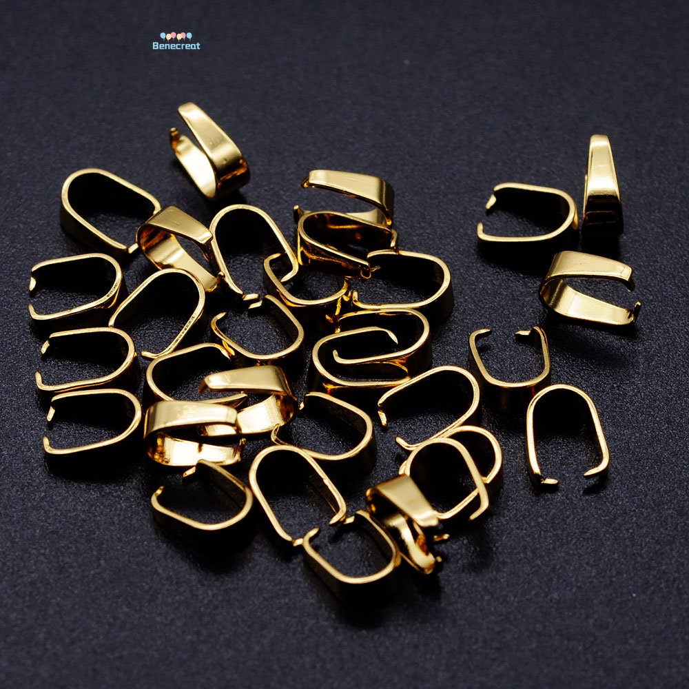 50pc 201 Stainless Steel Snap on Bails Gold Plated 7x5x3mm Pin: 0.5mm ...
