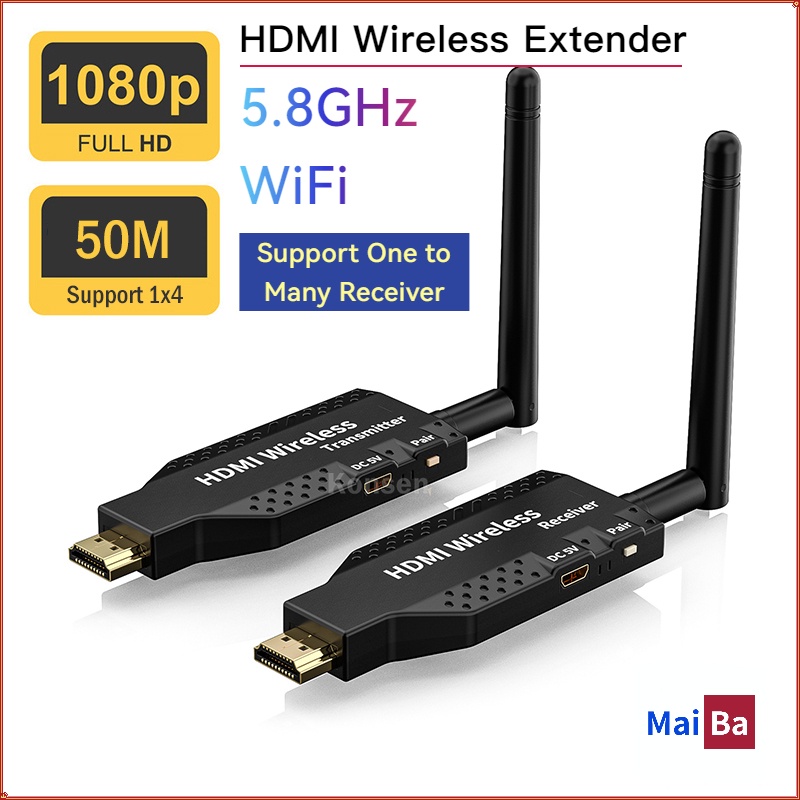 Wireless HDMI Extender 50M 5.8GHz 1080P WiFi Video Extension Transmit ...