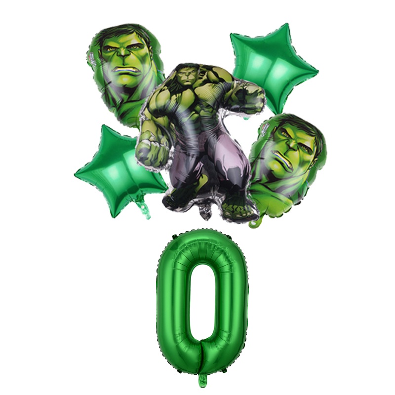 Superhero Marvel Hulk Foil Balloons Green Number Balloon Set Kids ...
