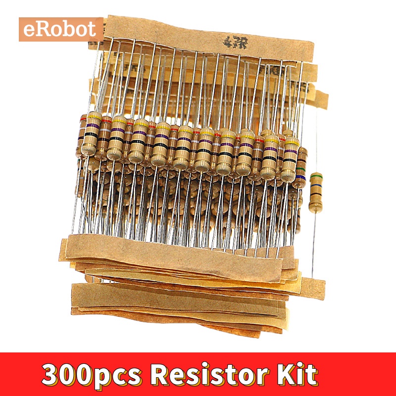 300Pcs 1W 5% Carbon Film Resistor Set Assorted Kit 30Values Resistance ...