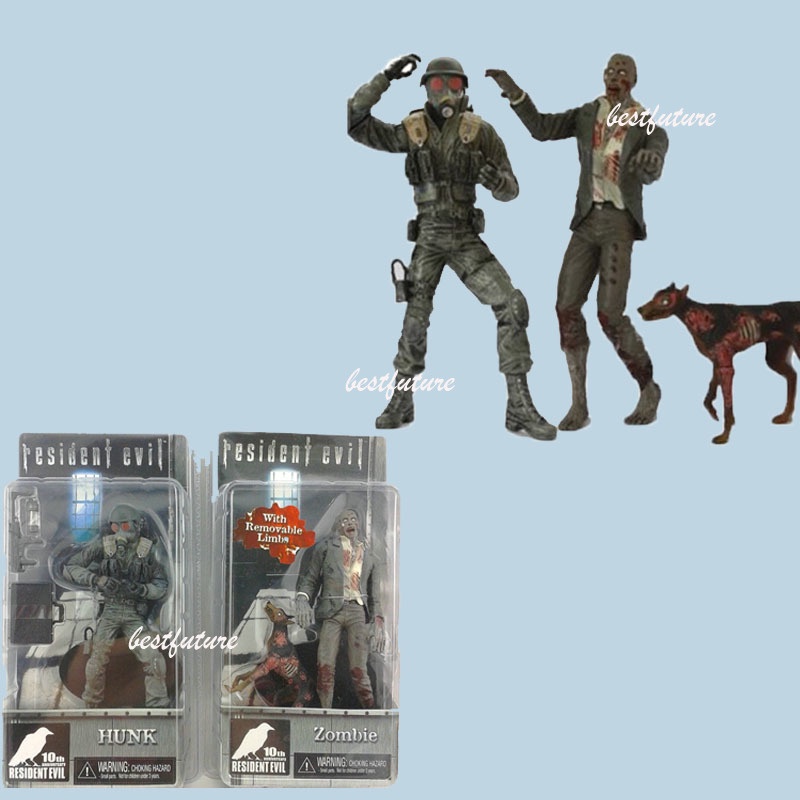 NECA Resident Evil Zombie Dog Hunk Gas Mask Action Figures Game Toys ...