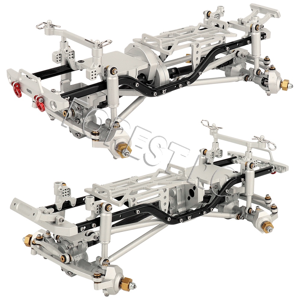 4WD Metal Full Chassis Frame Refit Kit with Front Rear Steering axle Bumper Wheels Hub Rim for ...