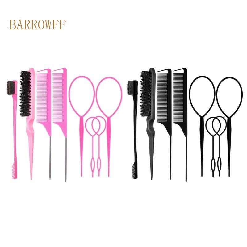 brroa 8 Pieces Hair Styling Comb Set Teasing Brush Rat Tail Comb Edge ...