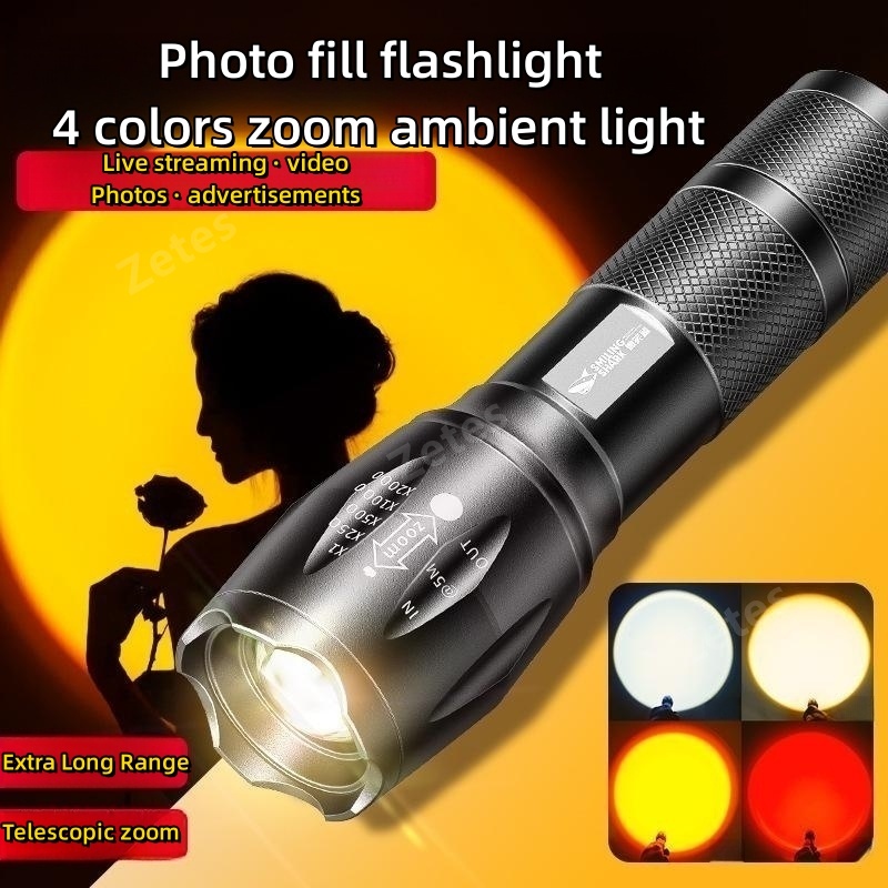 RGB Compensated Zoom Photography Flashlight Rechargeable LED Lighting ...
