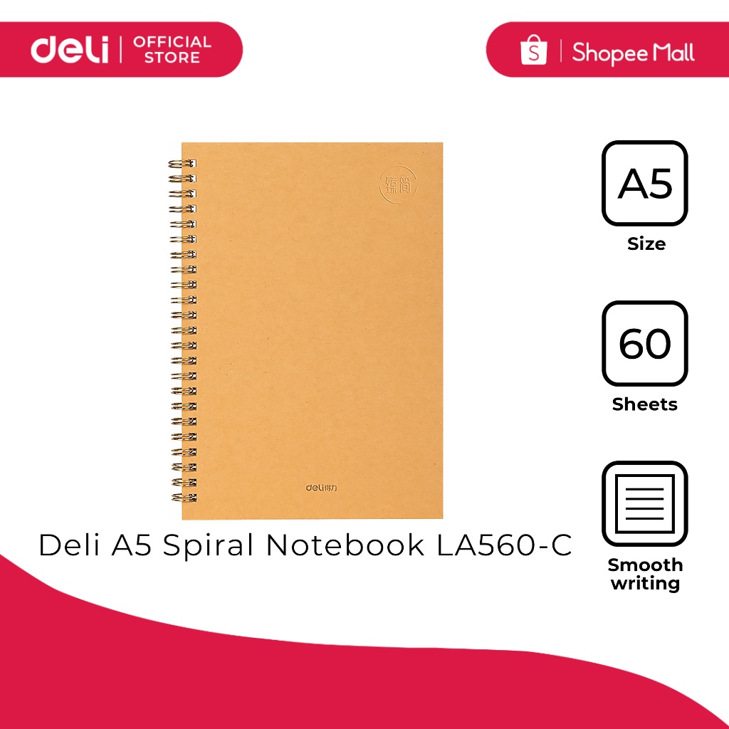 Deli LA560-C A5 Spiral Notebook | Shopee Philippines