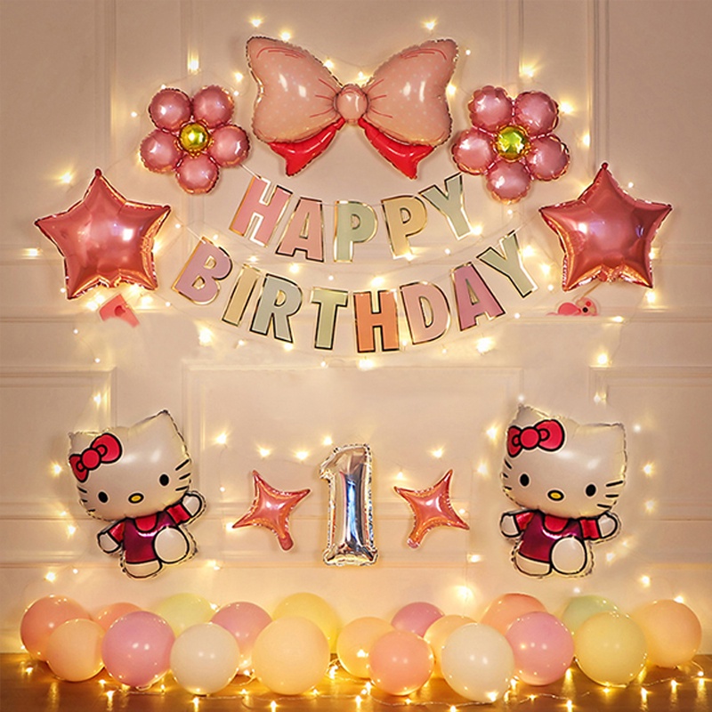 Disney Hello Kitty Balloons Rose Red Purple Kitty Latex Balloons Set ...