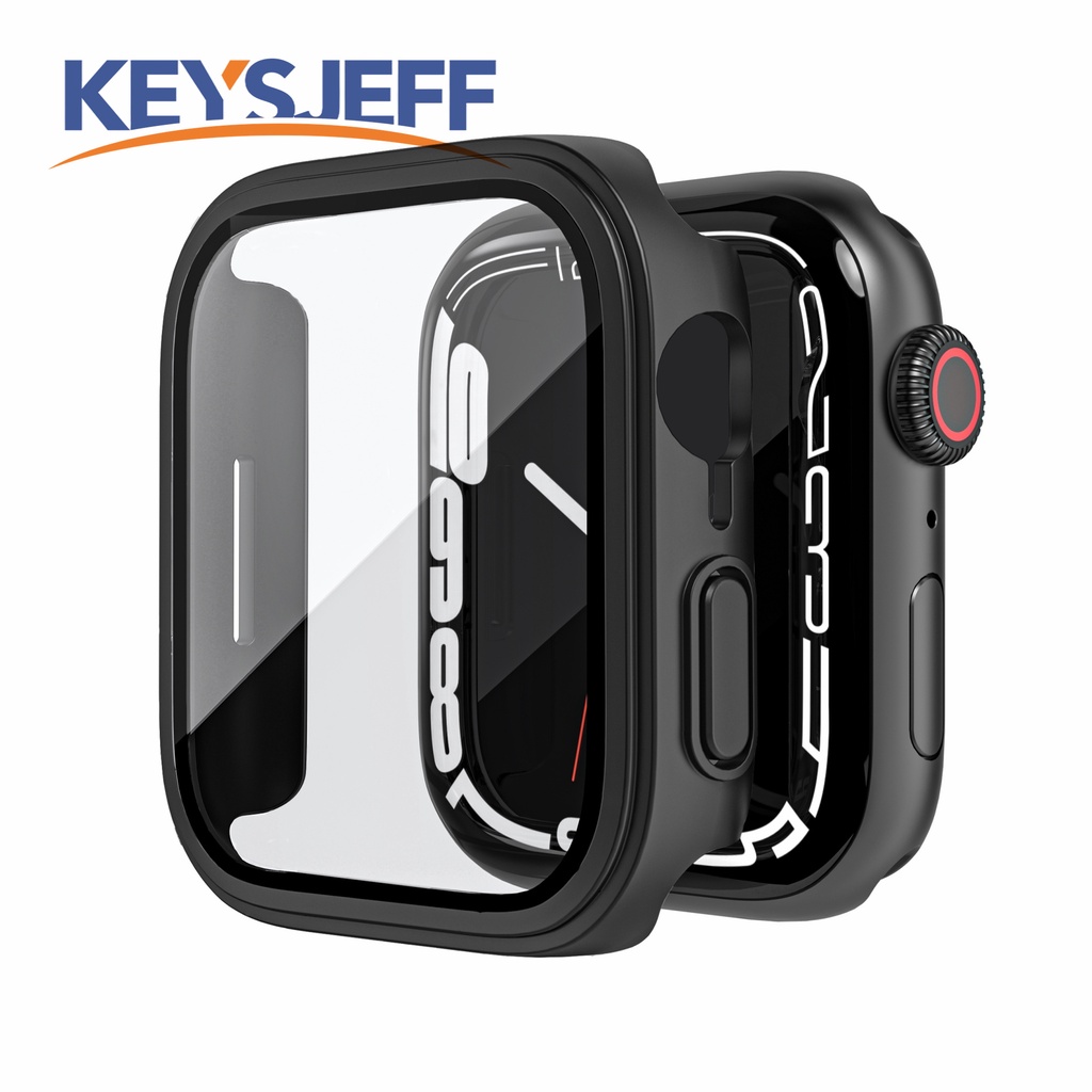 Compatible with Watch Case 41mm 45mm Protect Cover with Tempered Glass ...