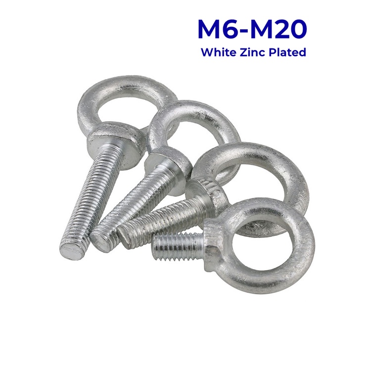 M6 M8 M10 M12 M14 M16 M18 M20 White Zinc Plated Carbon Steel Eye Bolt O ...