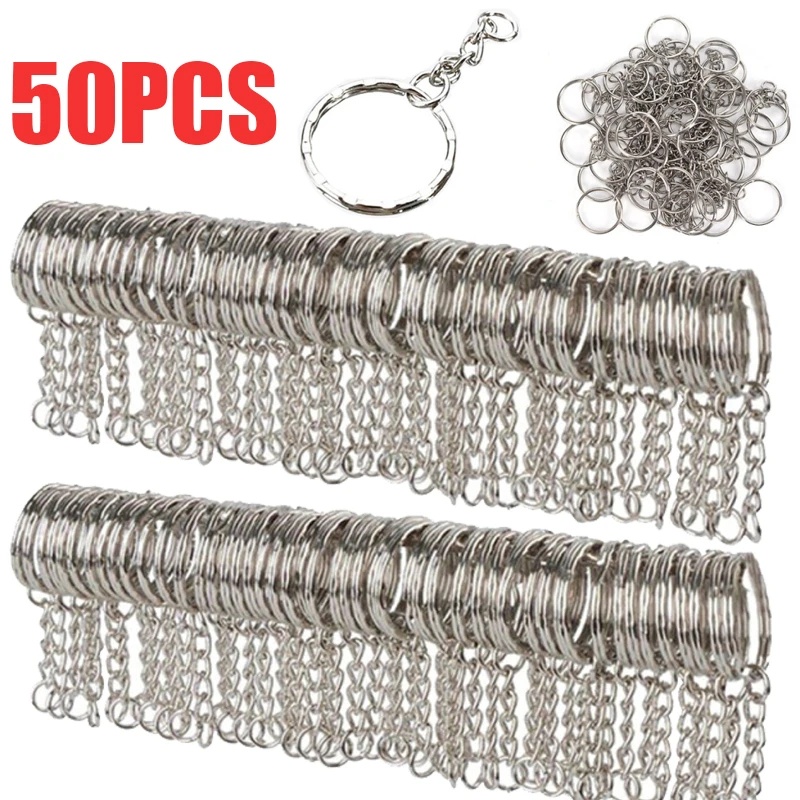 50/20/10Pcs Keyring Keychain/Split Ring with Short Chain/DIY Jewelry ...