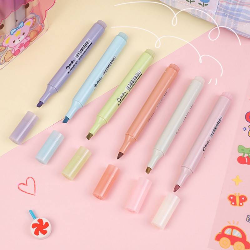 6 Pcs Boxed Morandi Color Highlighters Student Large Capacity Chisel ...