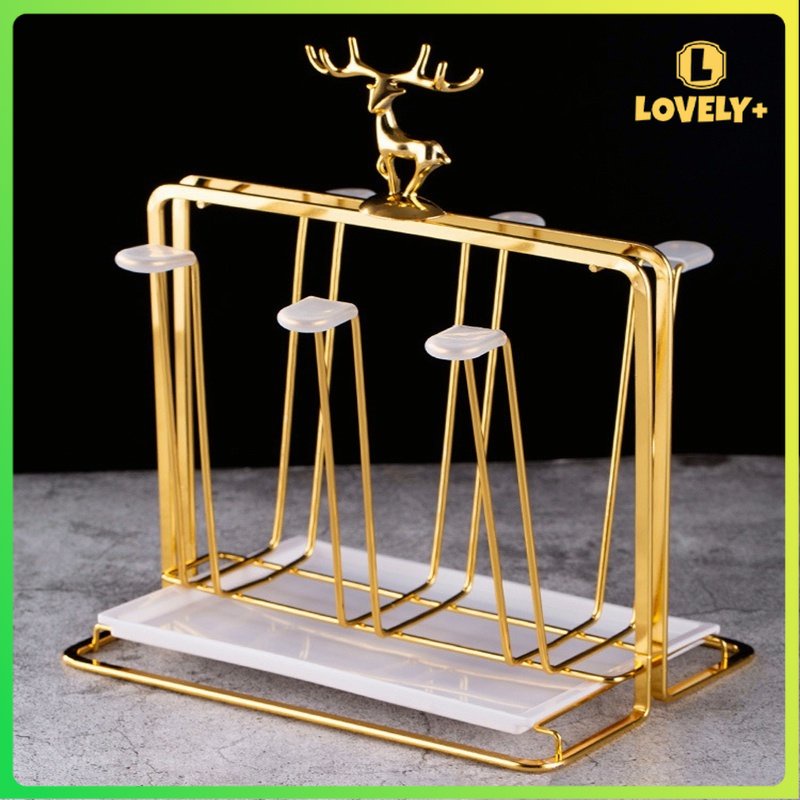 Metal Cup Drying Rack Stand With Tray Living Room Mug Holder Kitchen ...