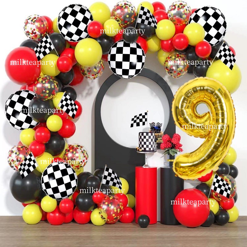 60pcs/set Racing Themed Garland Arch Balloons Party Decorations Foil Balloon Boys Birthday Party ...