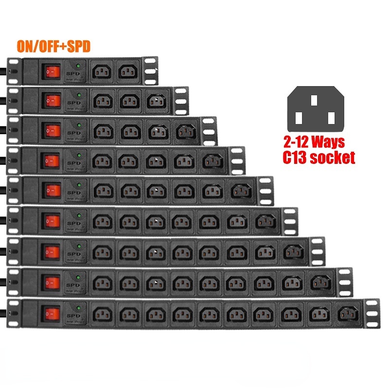 Power distribution cabinet PDU power board 2-12 C13 sockets, surge ...
