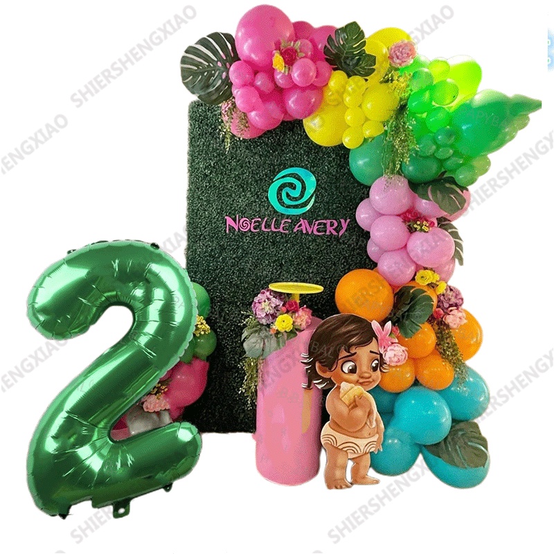 A set Princess Moana Balloons Arch Garland Kit For Kids Birthday Baby ...
