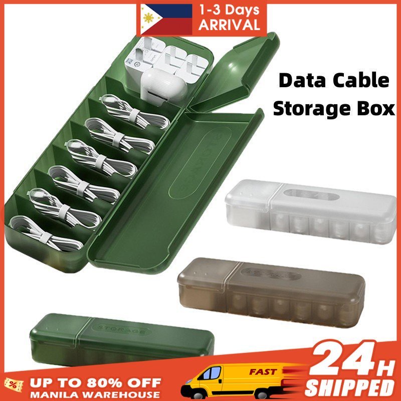 Large Capacity Cable Storage Box 7 Grids Charger Cord Storage Box Data ...