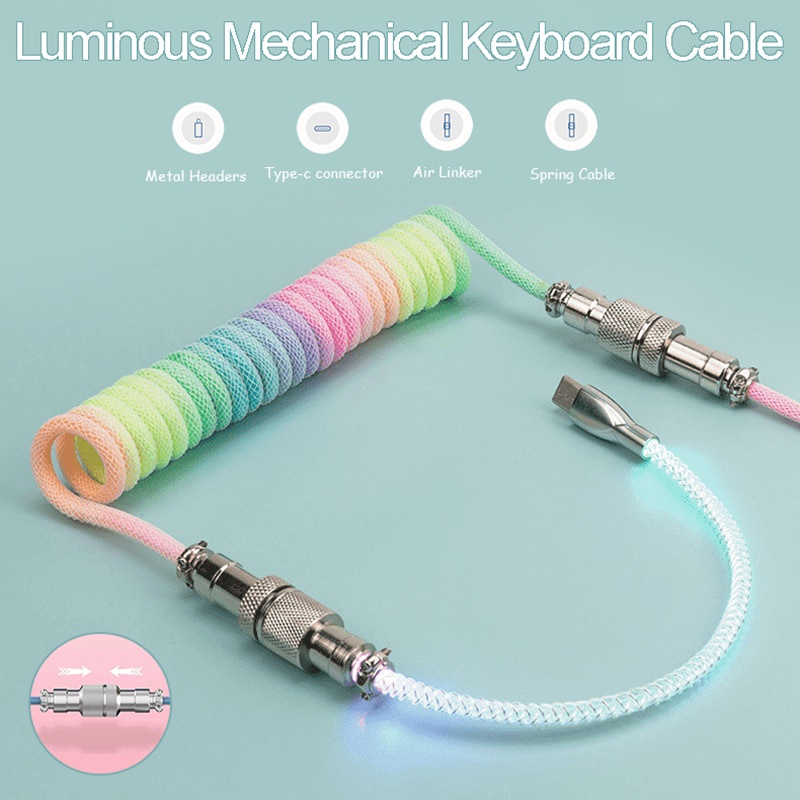 RGB dazzling glowing gaming mechanical keyboard navigation plug cable ...