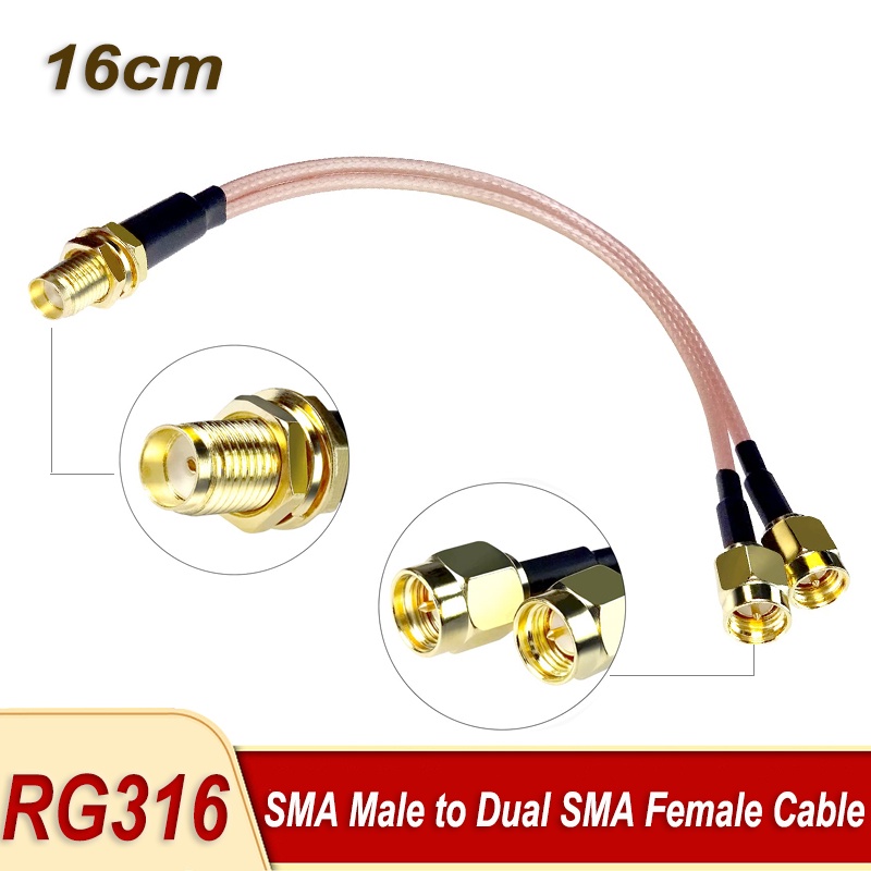 SMA female nut to 2X SMA male plug Y type Splitter Combiner Pigtail ...
