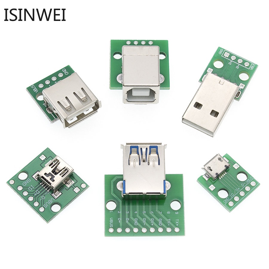 5pcs USB Male Connector MINI MICRO USB To DIP Adapter 2.54mm 5pin ...