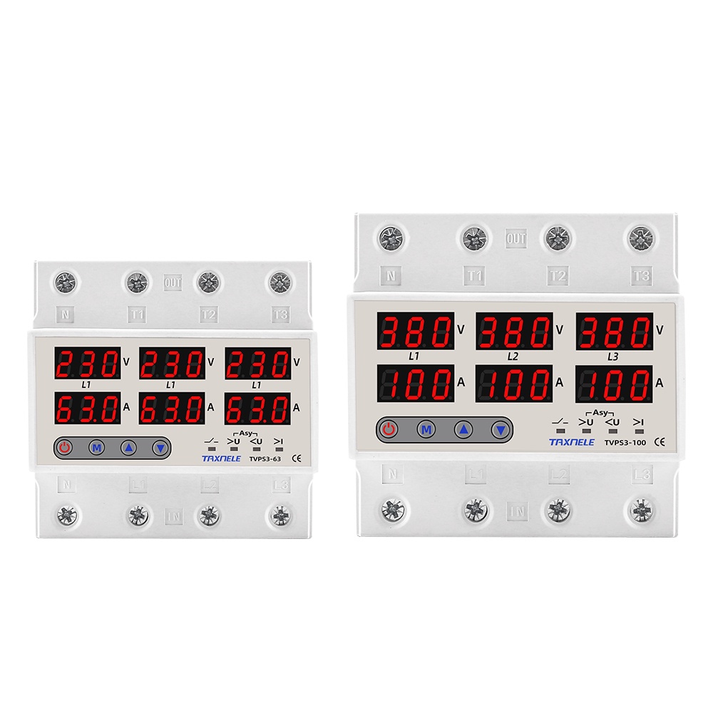Three Phase Voltage Current Relay Protector 100A 63A 60A 220VOver Under ...