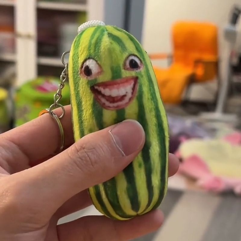 TIKTOK Special Effect Voice Funny Talking Watermelon Keychain Ring Key ...