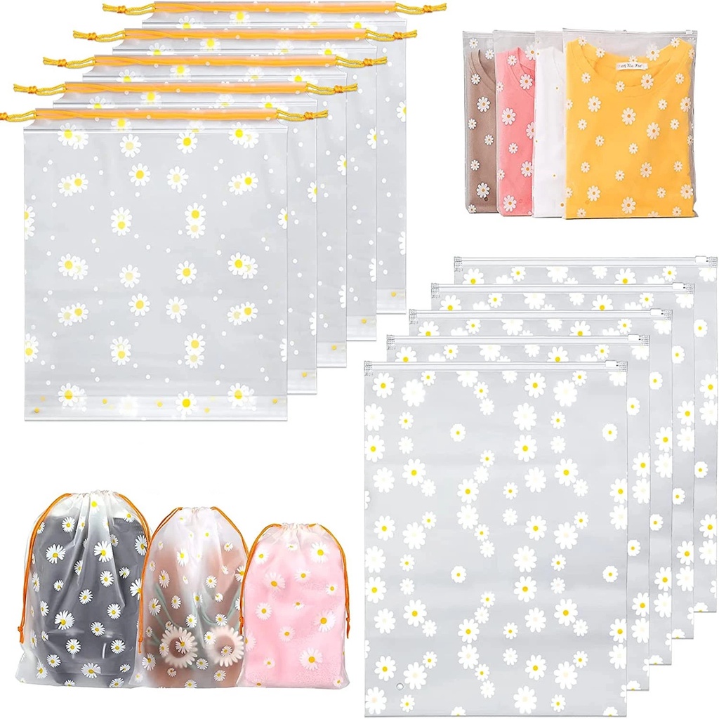 Multi Sizes Daisy Storage Bags/Printed Small Daisy Pattern Frosted ...
