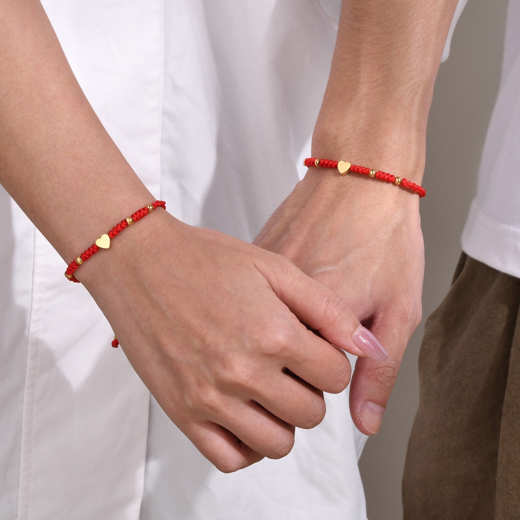 Vnox Handmade Braided Lucky Red Color Rope Chain,Couple Bracelets for ...