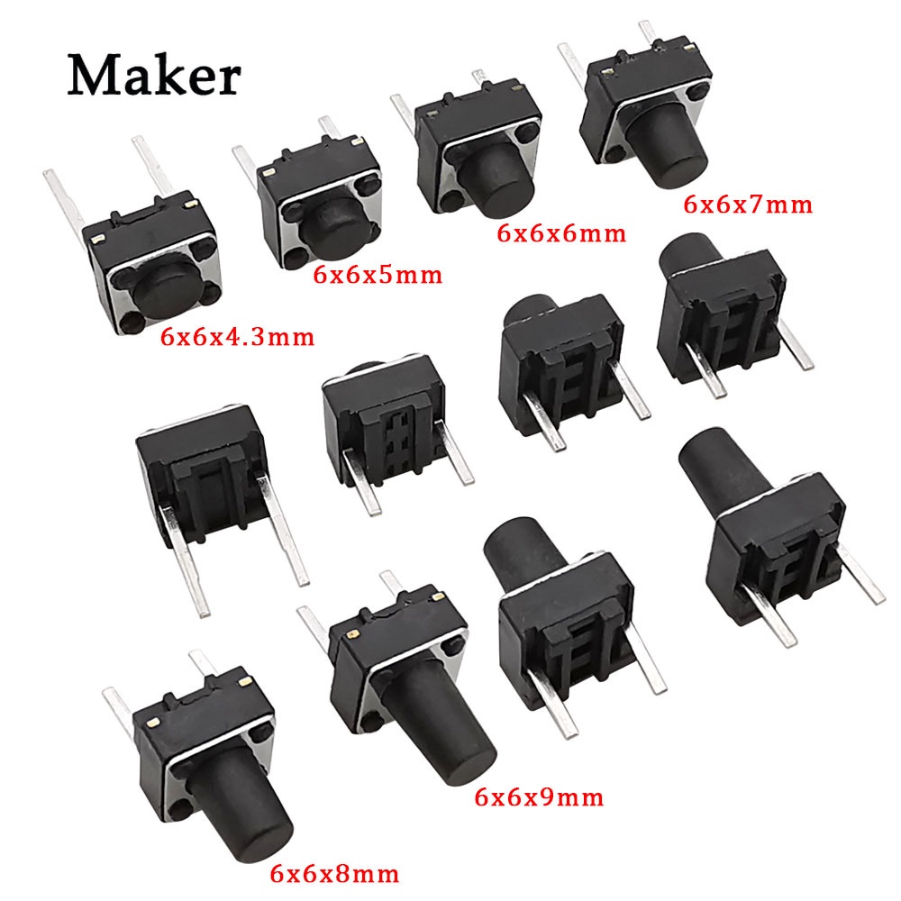 20Pcs Micro Tactile Switch Momentary Tact DIP Switch 2Pin 6 X 6mm Micro Touch Push Button Switch ...