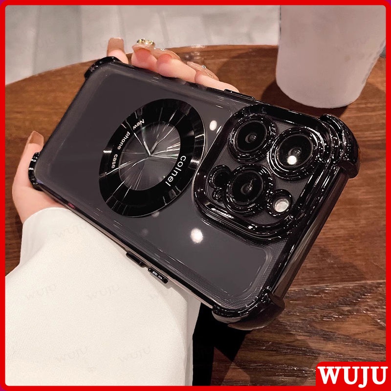 WUJU Luxury Clear Magnetic Wireless Charging Phone Case Compatible For iPhone 11 12 13 14 15 16 ...