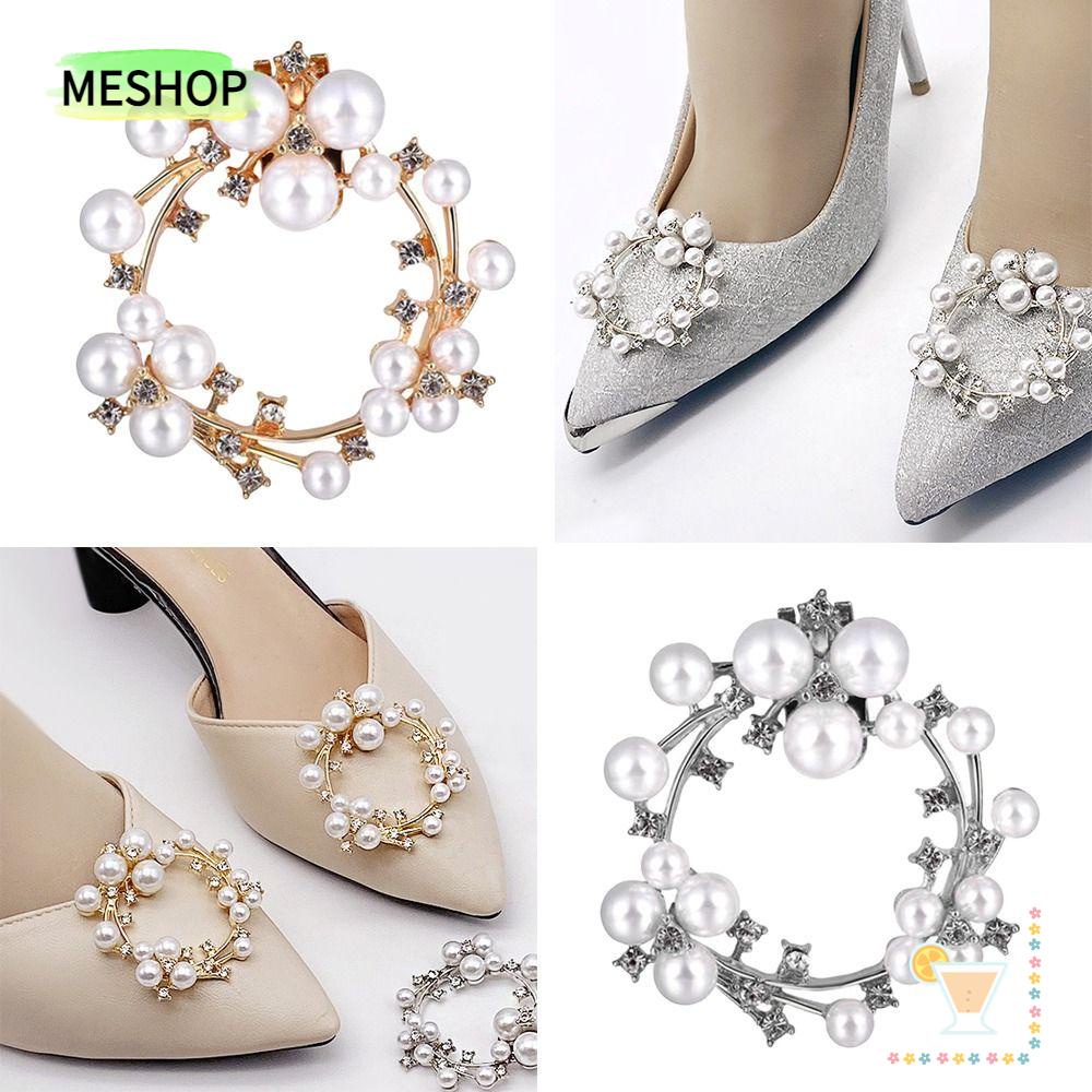 ME High Heels Buckle Fashion Detachable Pearl Rhinestone Shoe ...