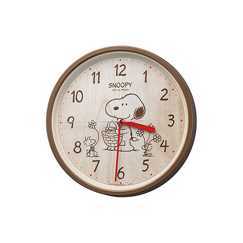 RHYTHM SNOOPY Character Hanging Clock Analog Continuous Seconds Hand ...