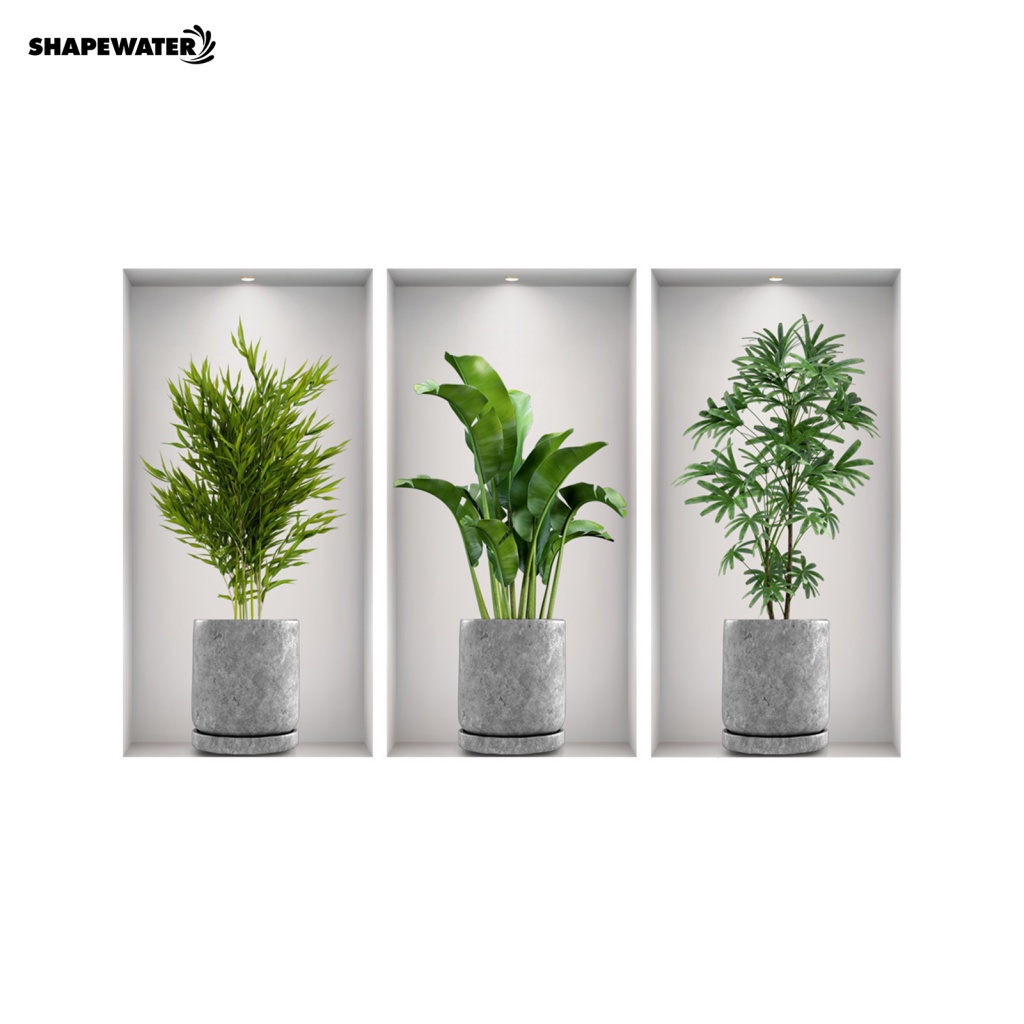 ShapeWater 3Pcs/Set 3D Design Background Stickers Bedroom Decor Green ...