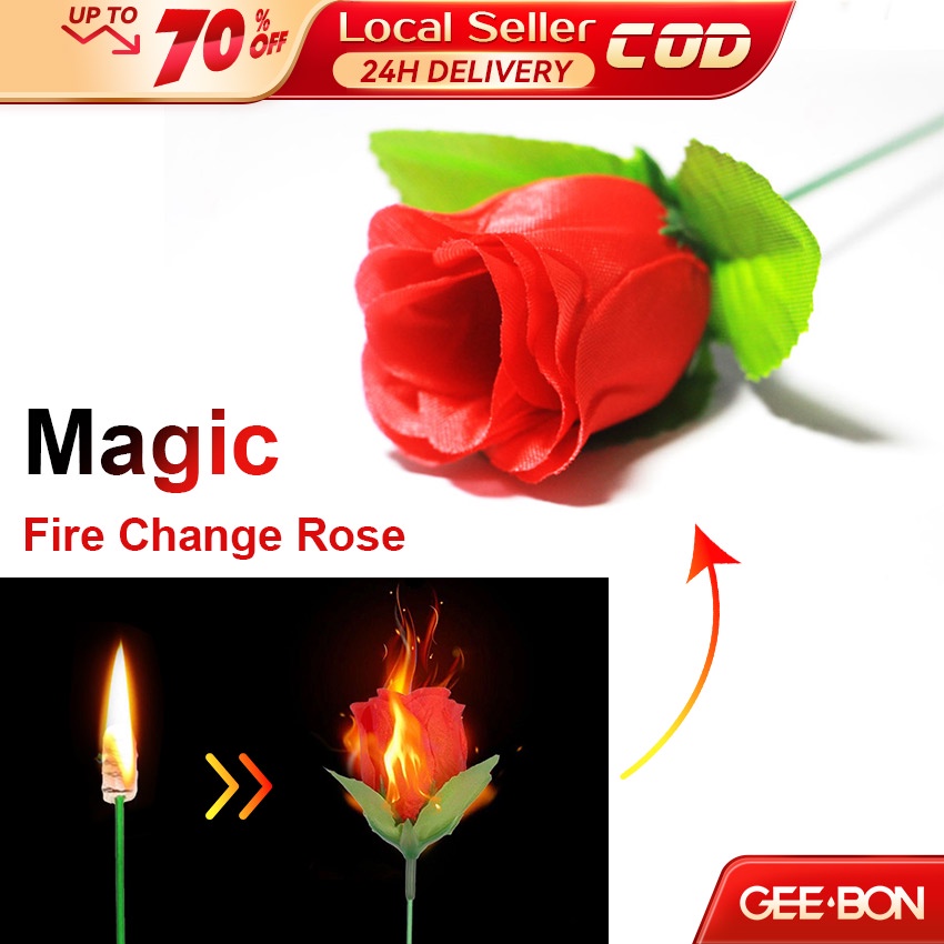 GEEBON Fire Magic Trick Rose Magic Flame Appearing Magician Props Torch ...