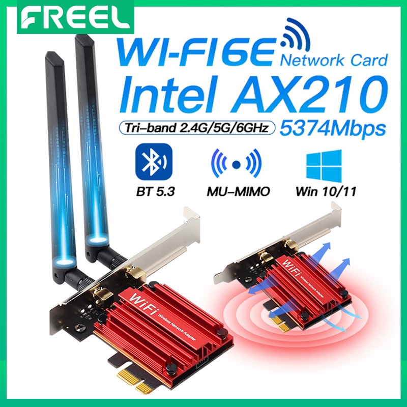 WiFi 6E Intel AX210 Tri-Band PCI-E Wireless Bluetooth 5.3 Network Card ...
