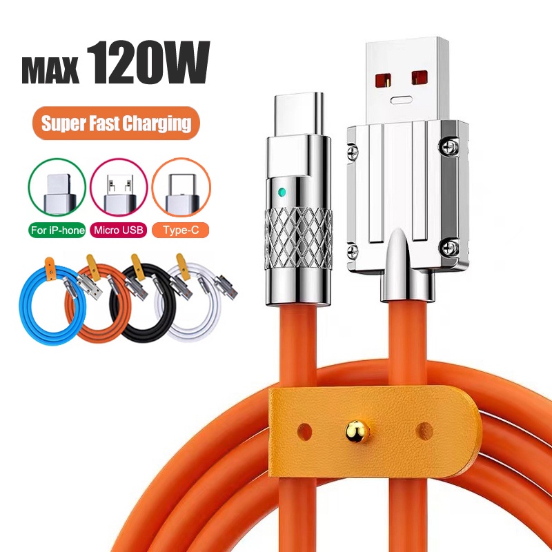 120W 6A Type-C Super Fast Charging Cable Liquid Silicone Phone Charger ...