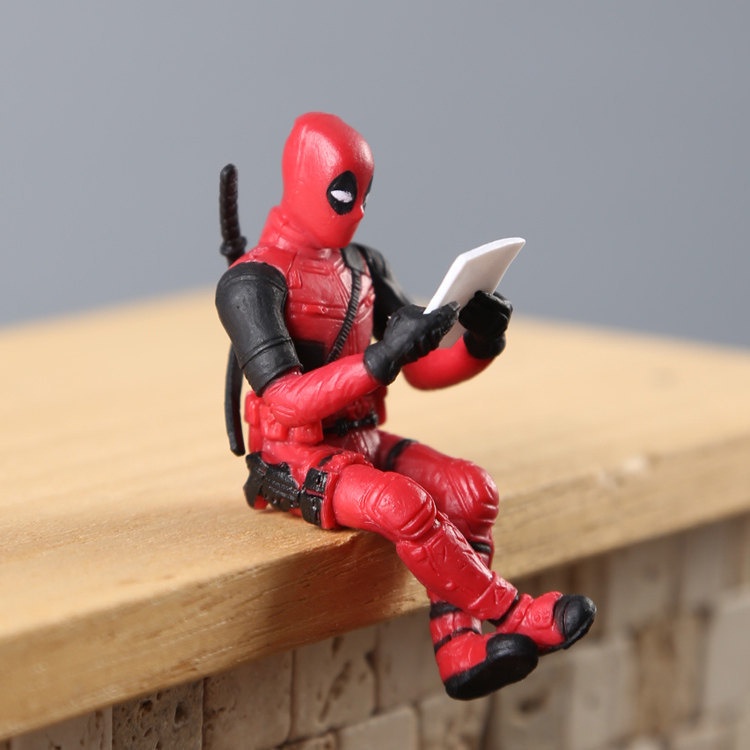 Mini Deadpool Action Figure Reading Car Interior Ornament Motorcycle ...