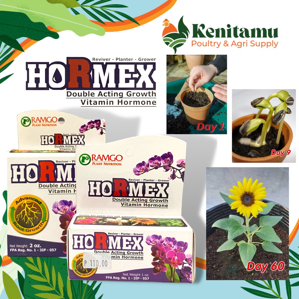 HORMEX FERTILIZER (Double Acting Growth Vitamin Hormone) 1 oz and 2 oz ...