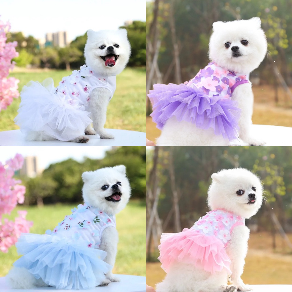 Summer Sweet Princess Dog Dress Stripe Puppy Skirt Cat Clothes Peach ...